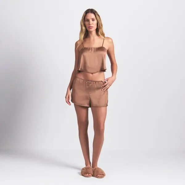 SKIMS Woven Shine Cami And Short Sleep Set - Sienna