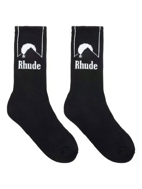 Rhude Intarsia-logo Socks - Black