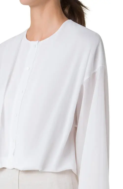 Akris Cotton Voile Crop Button-up Shirt