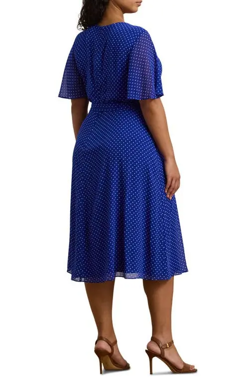 lauren ralph lauren surplice georgette midi dress Lauren Ralph Lauren Women's Self-Belt Long-Sleeve Surplice Georgette Midi  Dress