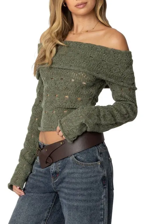 EDIKTED Kenna Off The Shoulder Knit Top
