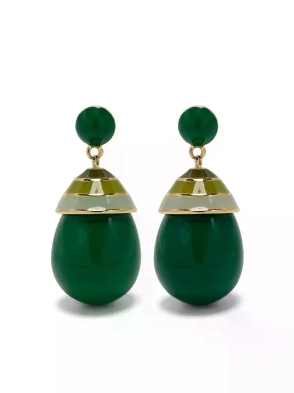 ESHVI Striped Drop Earrings - Green