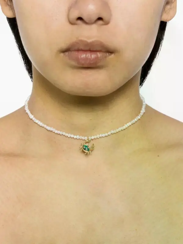 ESHVI Pearl Crab Pendant Necklace - Neutrals