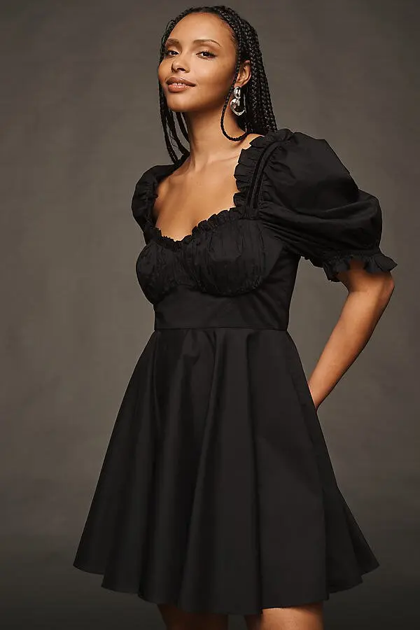 black selkie dress Black Puff Dress