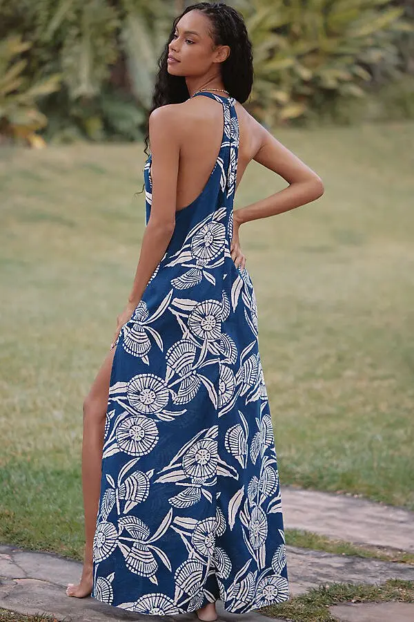 Anthropologie Harlinah Teoh Plunge Maxi Dress In Blue - 75% Off |  Editorialist