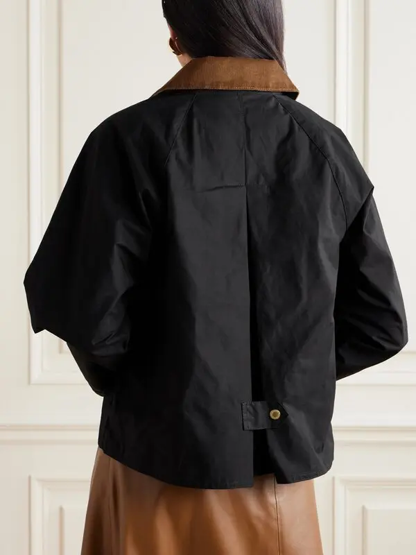 Barbour Cropped Corduroy-trimmed Cotton-canvas Jacket