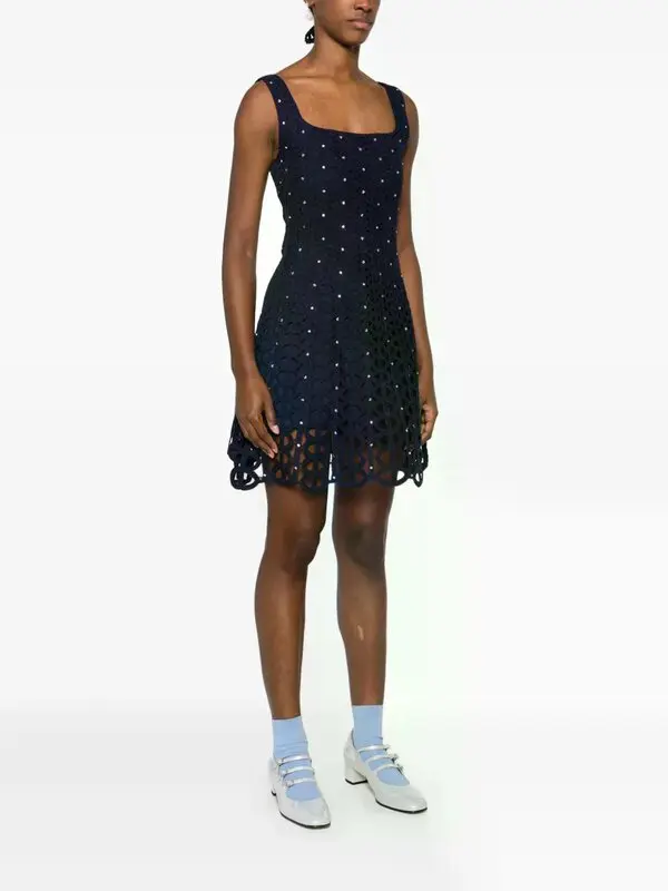 Maje Crochet Mini Dress - Blue | Editorialist
