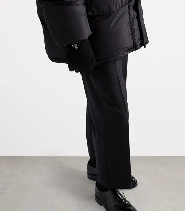 Prada Virgin Wool Nappa Leather Gloves