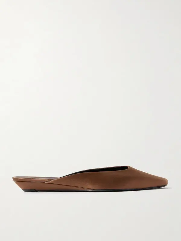 Loulou De Saison Petros Satin Slippers - Brown