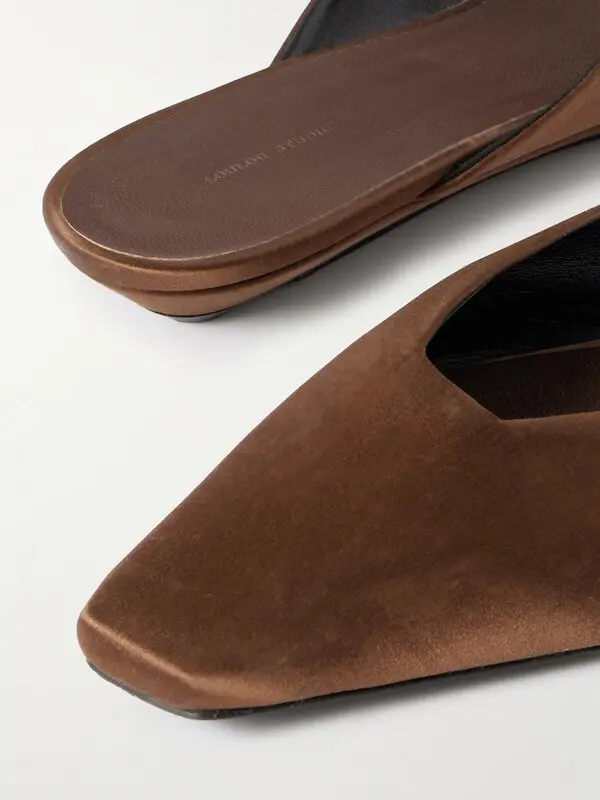 Loulou De Saison Petros Satin Slippers - Brown