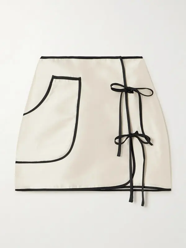 DESTREE Agnes Faille Mini Skirt - White