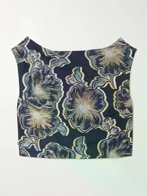 DESTREE Richard Barocco Cropped Fil Coupé Top - Blue