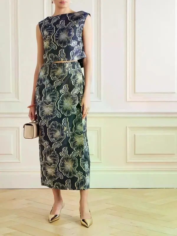 DESTREE Richard Barocco Cropped Fil Coupé Top - Blue