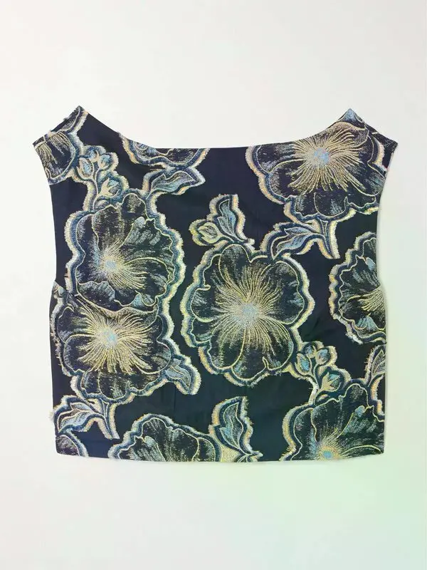 DESTREE Richard Barocco Cropped Fil Coupé Top - Blue