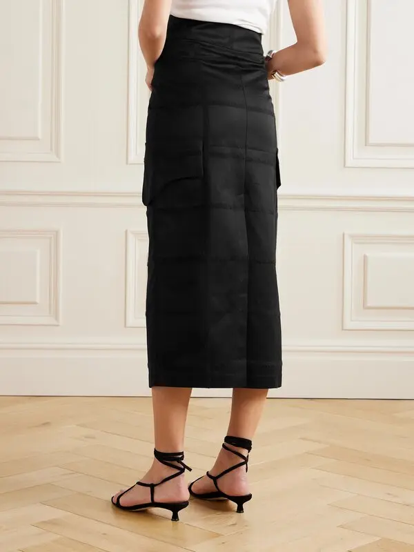 DESTREE Ines Checko Checked Cotton-jacquard Midi Skirt