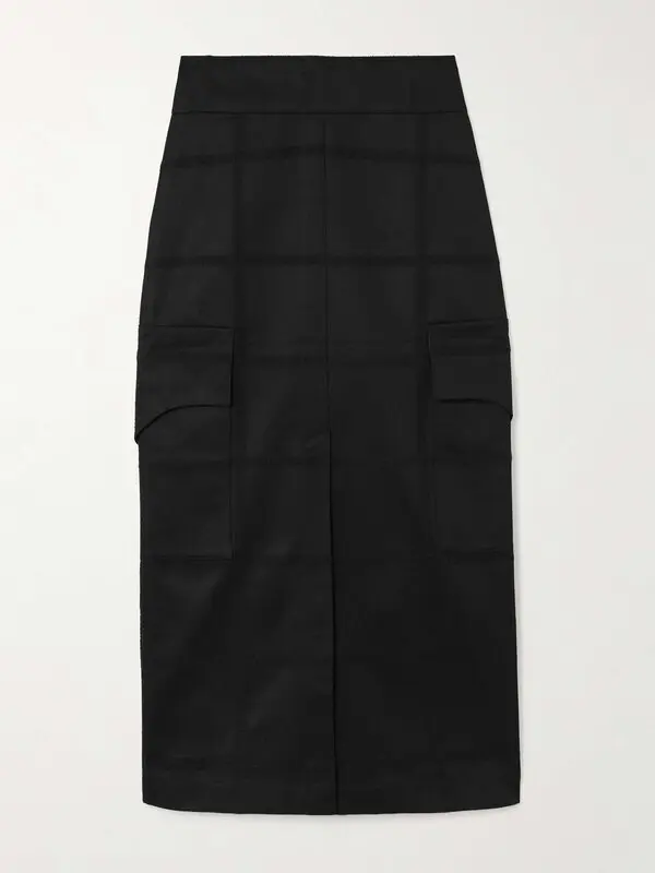 DESTREE Ines Checko Checked Cotton-jacquard Midi Skirt