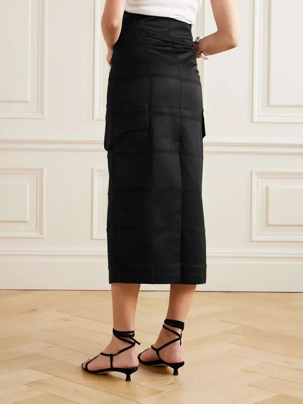 DESTREE Ines Checko Checked Cotton-jacquard Midi Skirt
