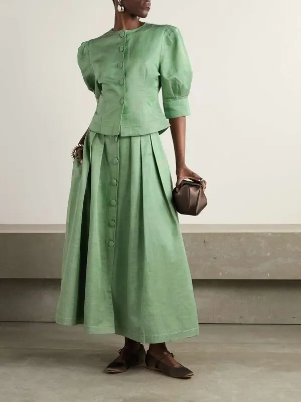 DESTREE Irving Pleated Twill Maxi Skirt