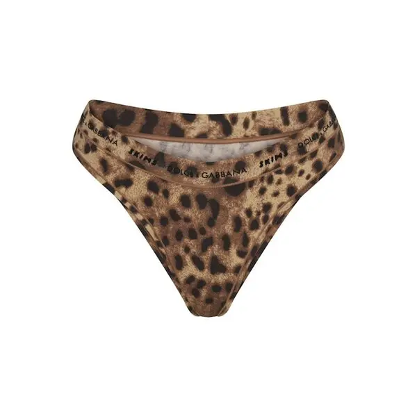 SKIMS X Dolce&gabbana Cotton Jersey Cheeky Tanga - Leopard