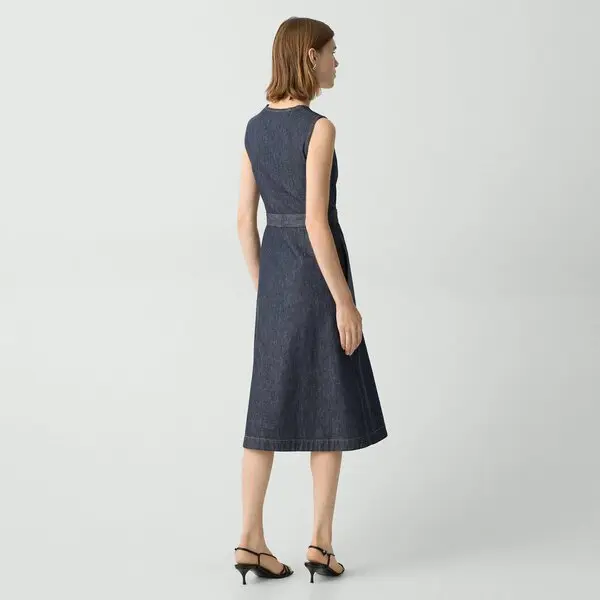 Theory Sleeveless A-line Wrap Denim Dress