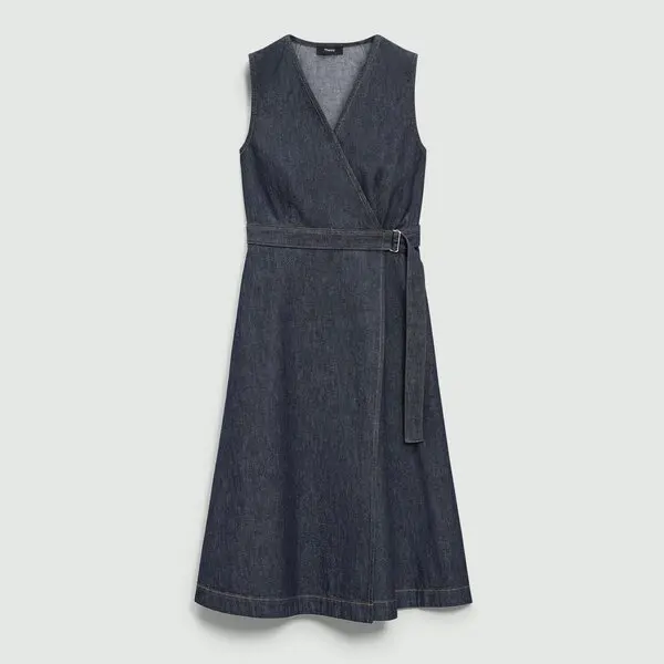 Theory Sleeveless A-line Wrap Denim Dress