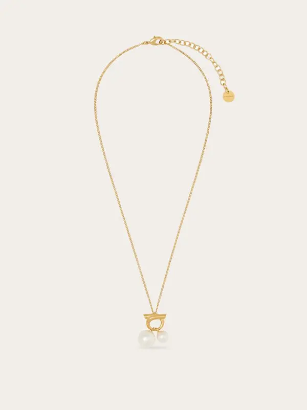 FERRAGAMO Gancini Pearl Pendant Necklace - Gold