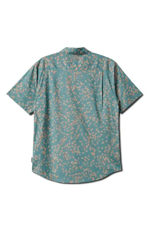 Quiksilver Cosmic Fields Classic Short Sleeve Button-up Shirt - Jade Grey