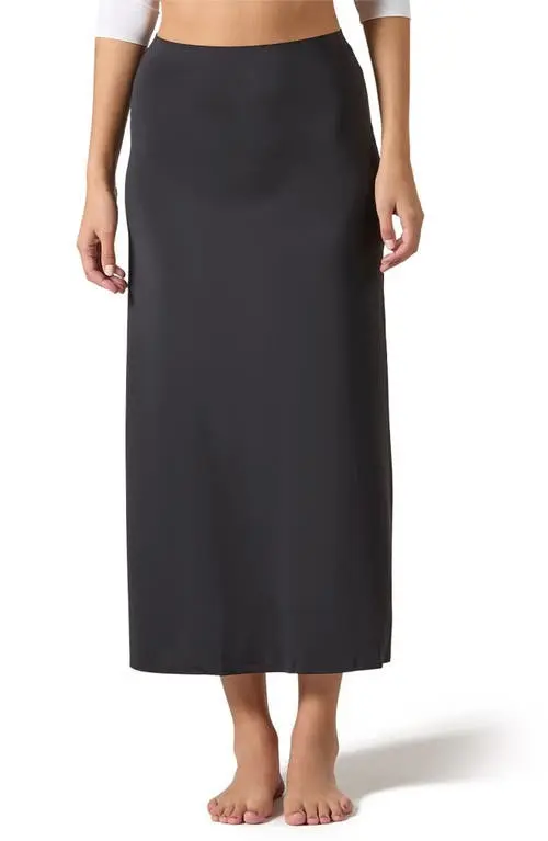 MEMOI Bonded Maxi Slip Skirt - Black