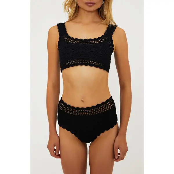 Beach Riot Andy Crochet Bikini Top - Black