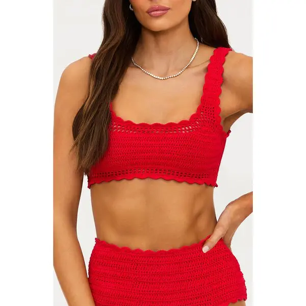 Beach Riot Andy Crochet Bikini Top - Ruby Crochet