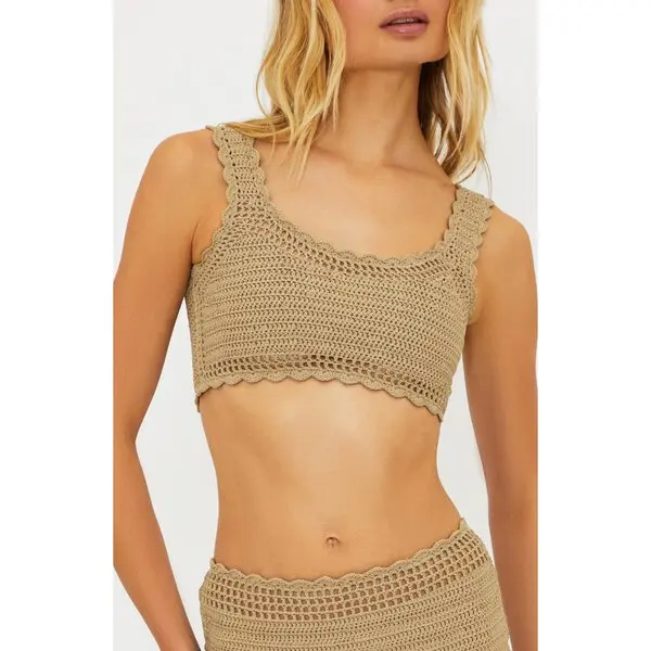 Beach Riot Andy Crochet Bikini Top - Tan