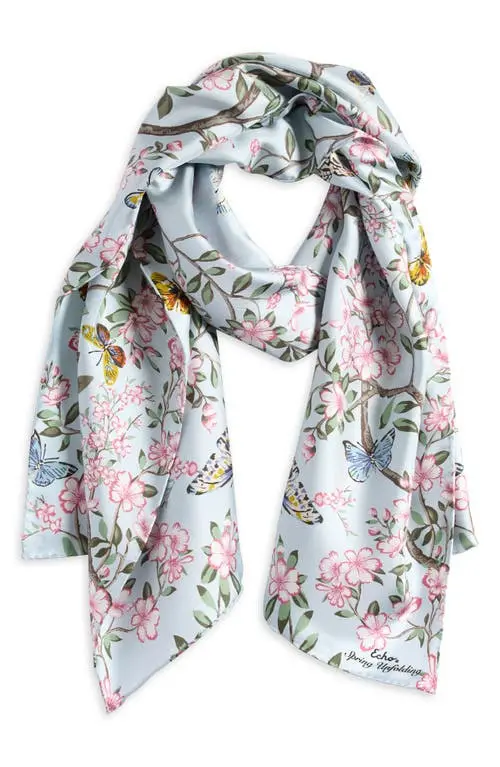 Echo Spring Unfolding Silk Oblong Scarf - Sky Blue