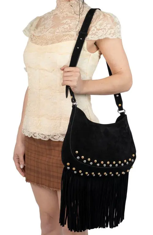 Jeffrey Campbell Lyrical Suede Crossbody Bag - Black Suede