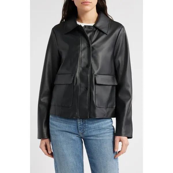 Sam Edelman Faux Leather Swing Jacket - Black