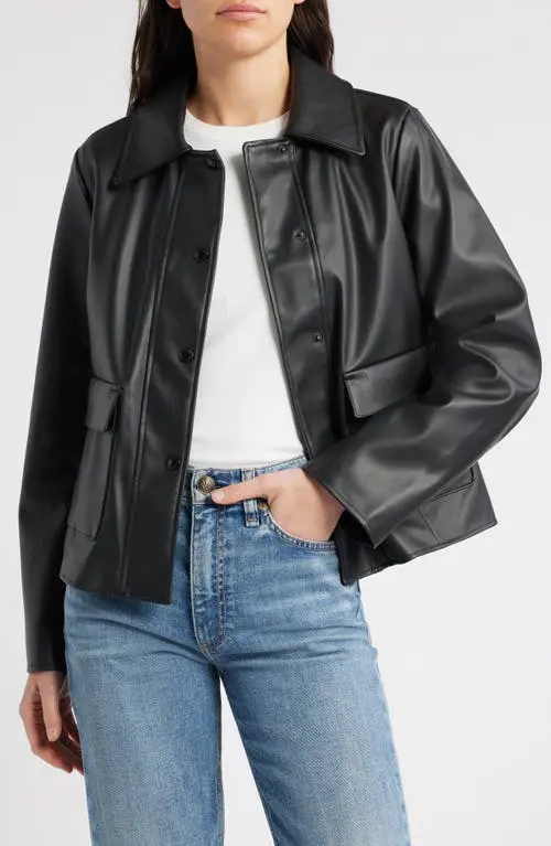 Sam Edelman Faux Leather Swing Jacket - Black