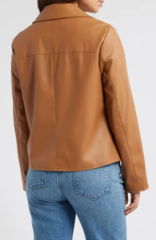Sam Edelman Faux Leather Swing Jacket - Saddle