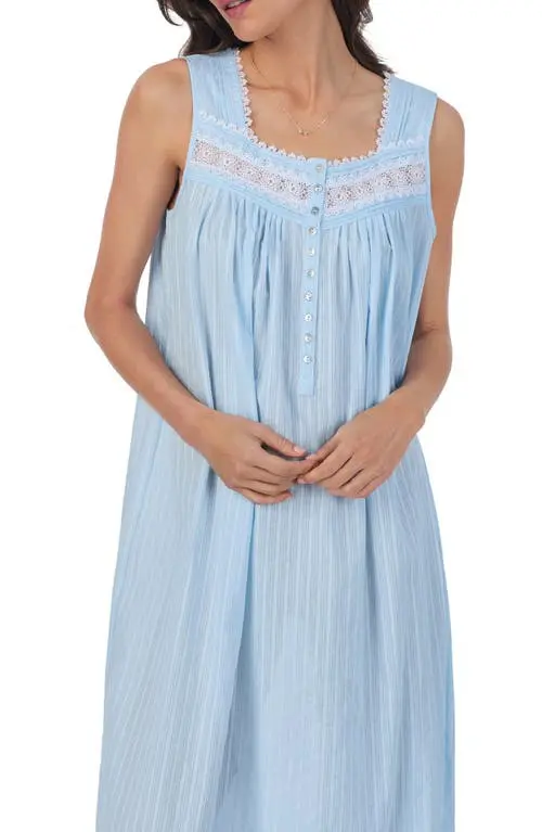 Eileen West Sleeveless Cotton Ballet Nightgown - Blue