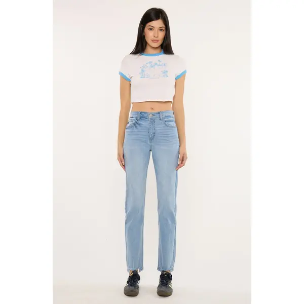 KANCAN High Rise Straight Leg Jeans - Medium Wash