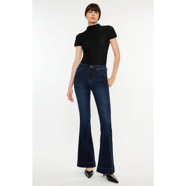 KANCAN High Rise Flare Jeans - Dark Wash