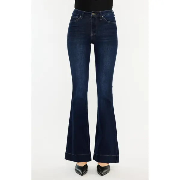 KANCAN High Rise Flare Jeans - Dark Wash
