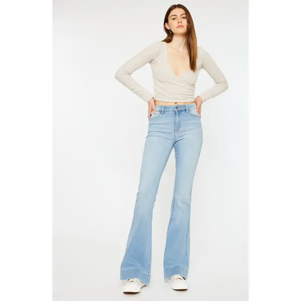 KANCAN High Rise Flare Jeans - Light Wash