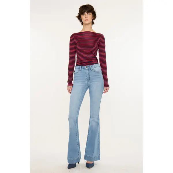 KANCAN High Rise Flare Jeans - Light Wash