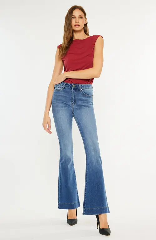 KANCAN High Rise Flare Jeans - Medium Wash