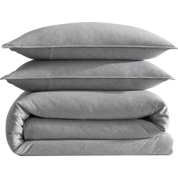 Calvin Klein Mélange Flannel Comforter & Sham Set - Silver Grey