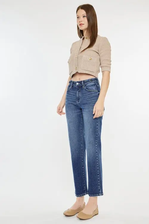 KANCAN Ashley High Rise Straight Leg Jeans - Medium Wash