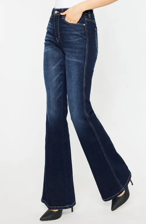 KANCAN Luke High Rise Flare Jeans - Dark Wash