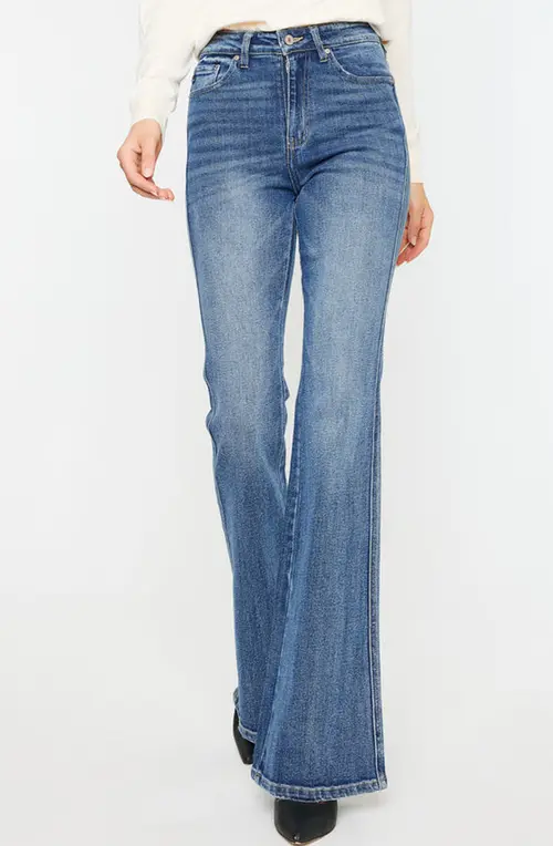 KANCAN Luke High Rise Flare Jeans - Medium Wash