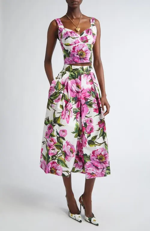 Dolce & Gabbana Peony Print Bustier Top