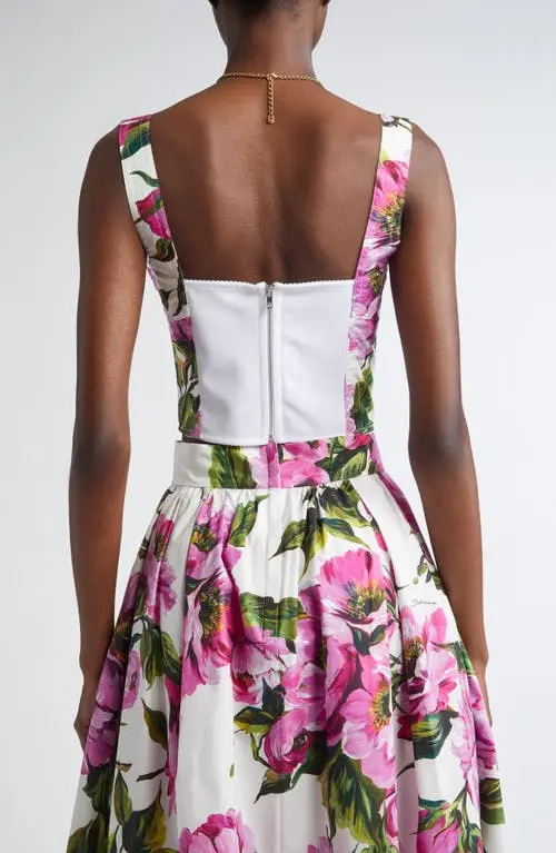 Dolce & Gabbana Peony Print Bustier Top