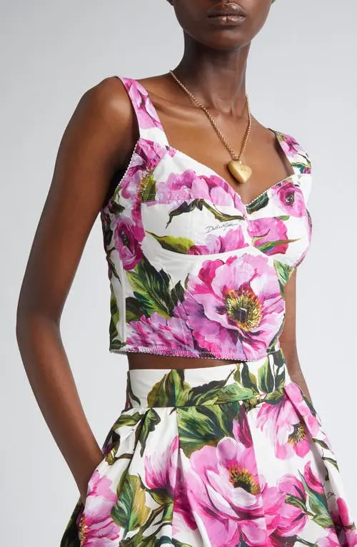 Dolce & Gabbana Peony Print Bustier Top